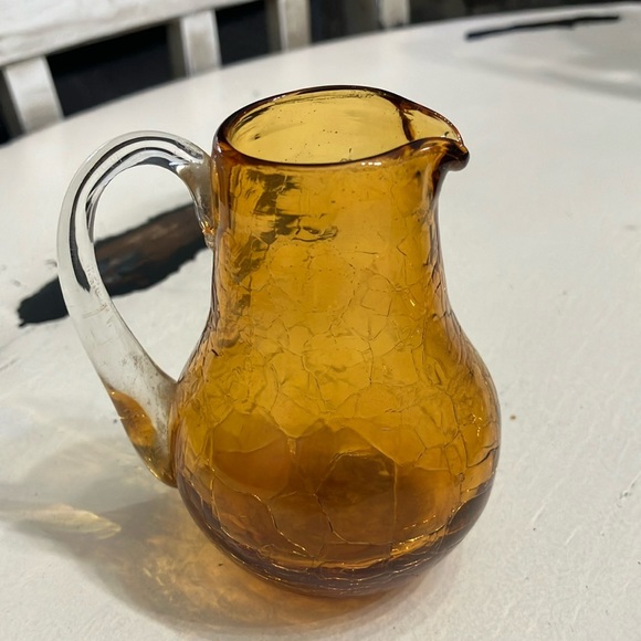 Pilgrim | Accents | Vintage Handblown Amberorange Crackle Glass Creamer ...